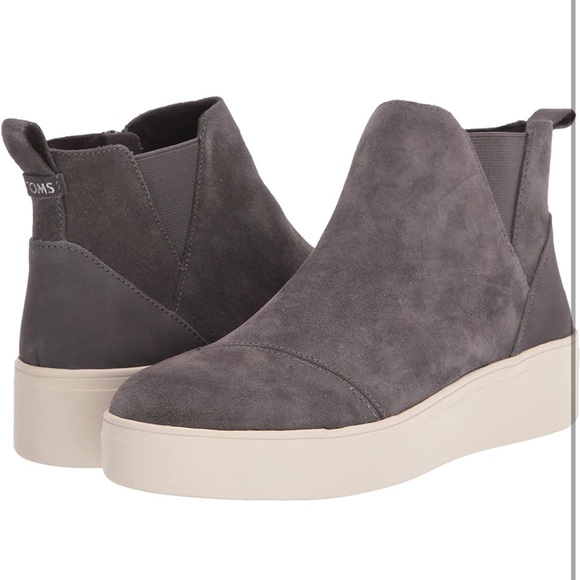 Toms | Shoes | Toms Shoes Jamie Slip On Womens 9 Gray Suede Wedge Boot ...